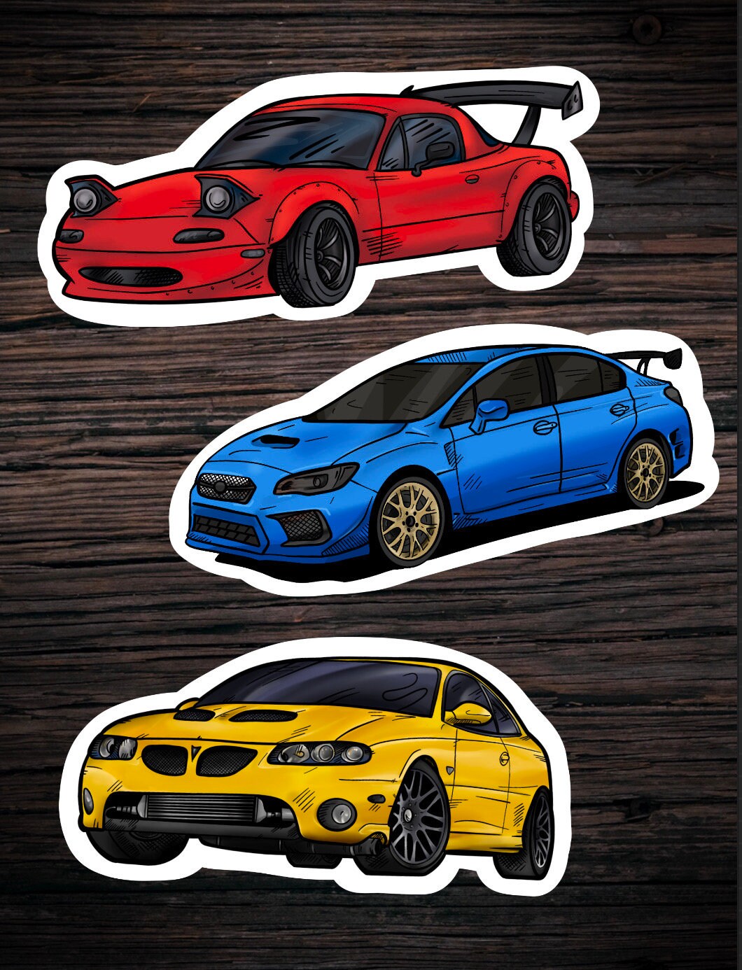 Custom Car Drawing Sticker, Car Portrait, Car Artist, Car Sticker Set ...