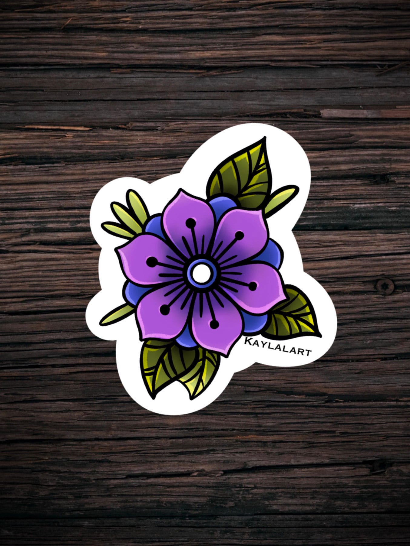 Rainbow Flower Sticker Set, Traditional American Tattoo Style Sticker ...
