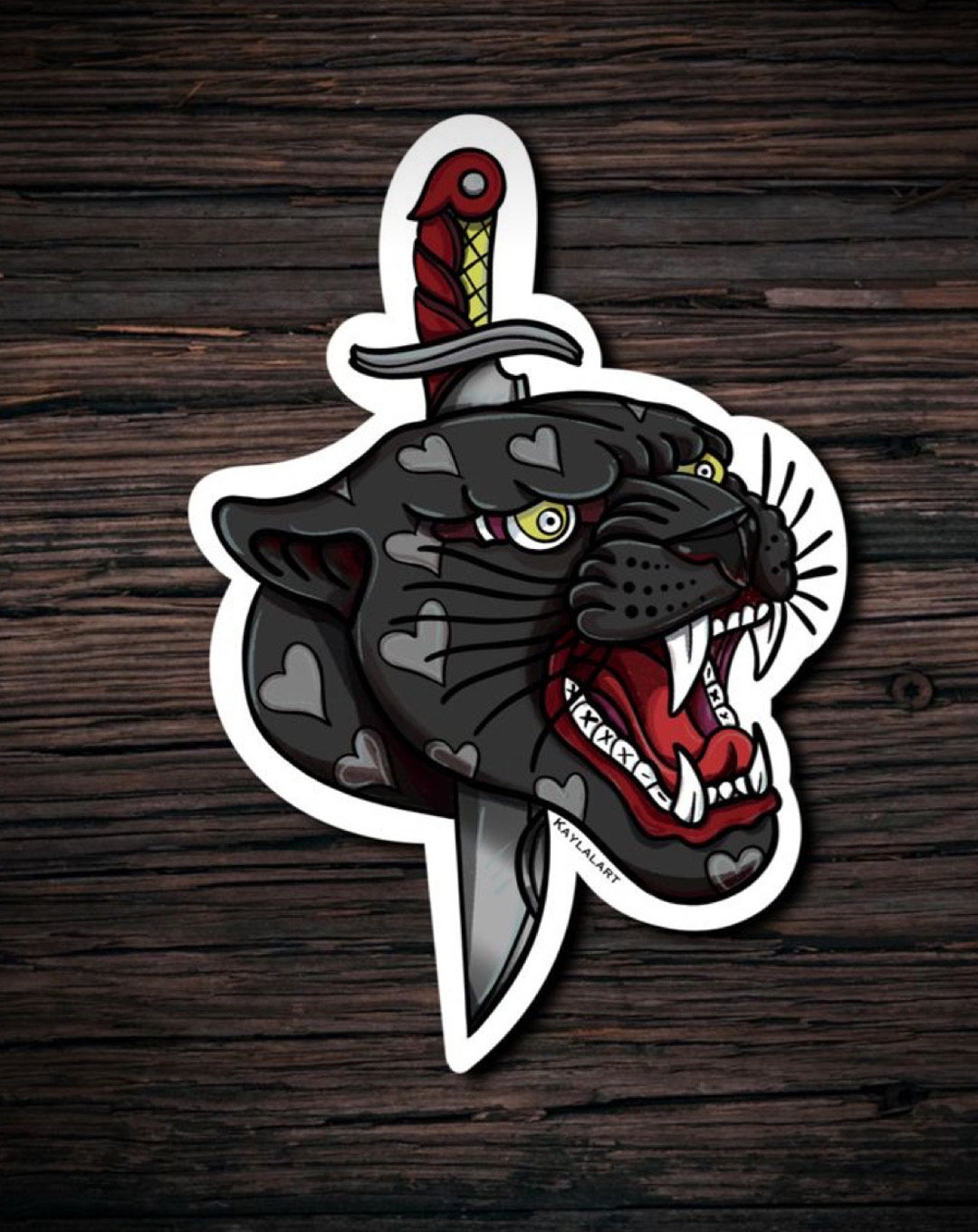 Black Panther Sticker, Puma, American Tattoo Style - Etsy