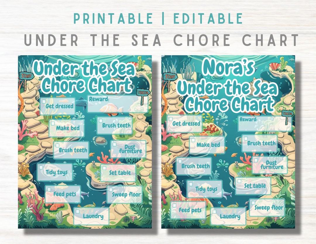 Editable Chore Chart for Kids Daily Weekly Routine Responsibility and ...