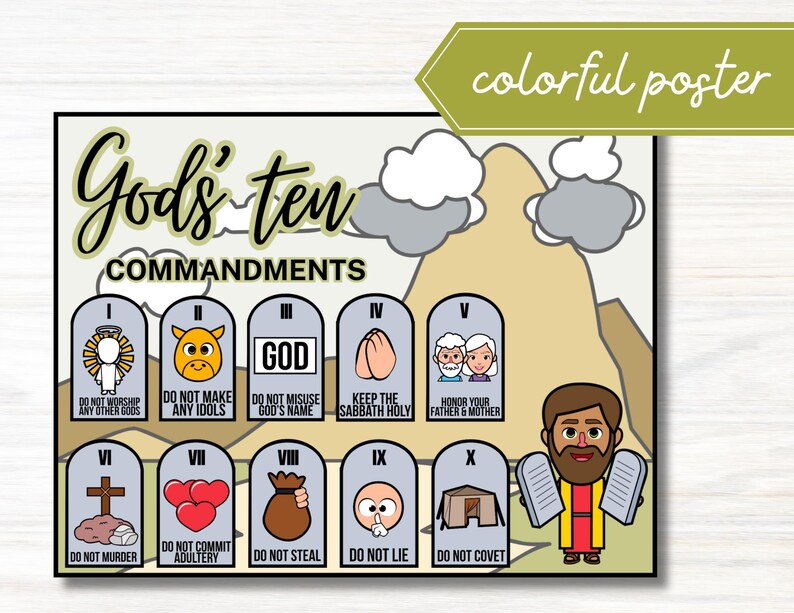 Ten Commandments for Kids Church Activity Ten Commandments for Sunday ...