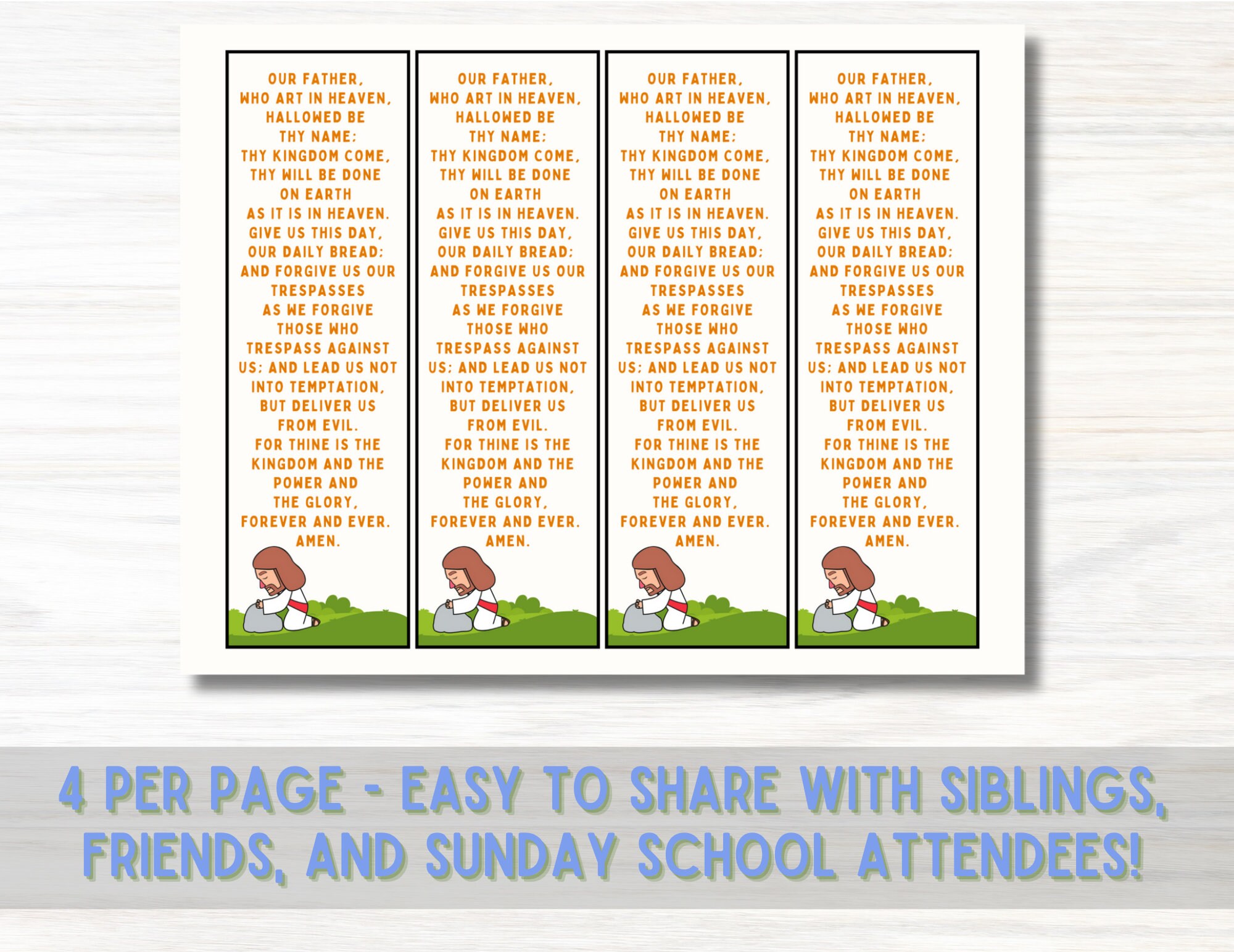 The Lords Prayer Coloring Bookmark for Kids Coloring Book for Learning ...