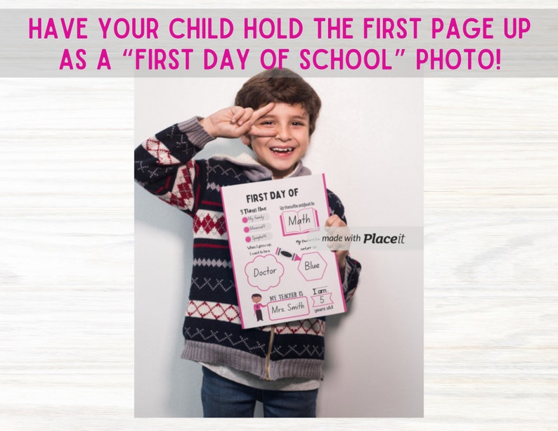 Back to School Activity for First Day of School Photo Book for School ...