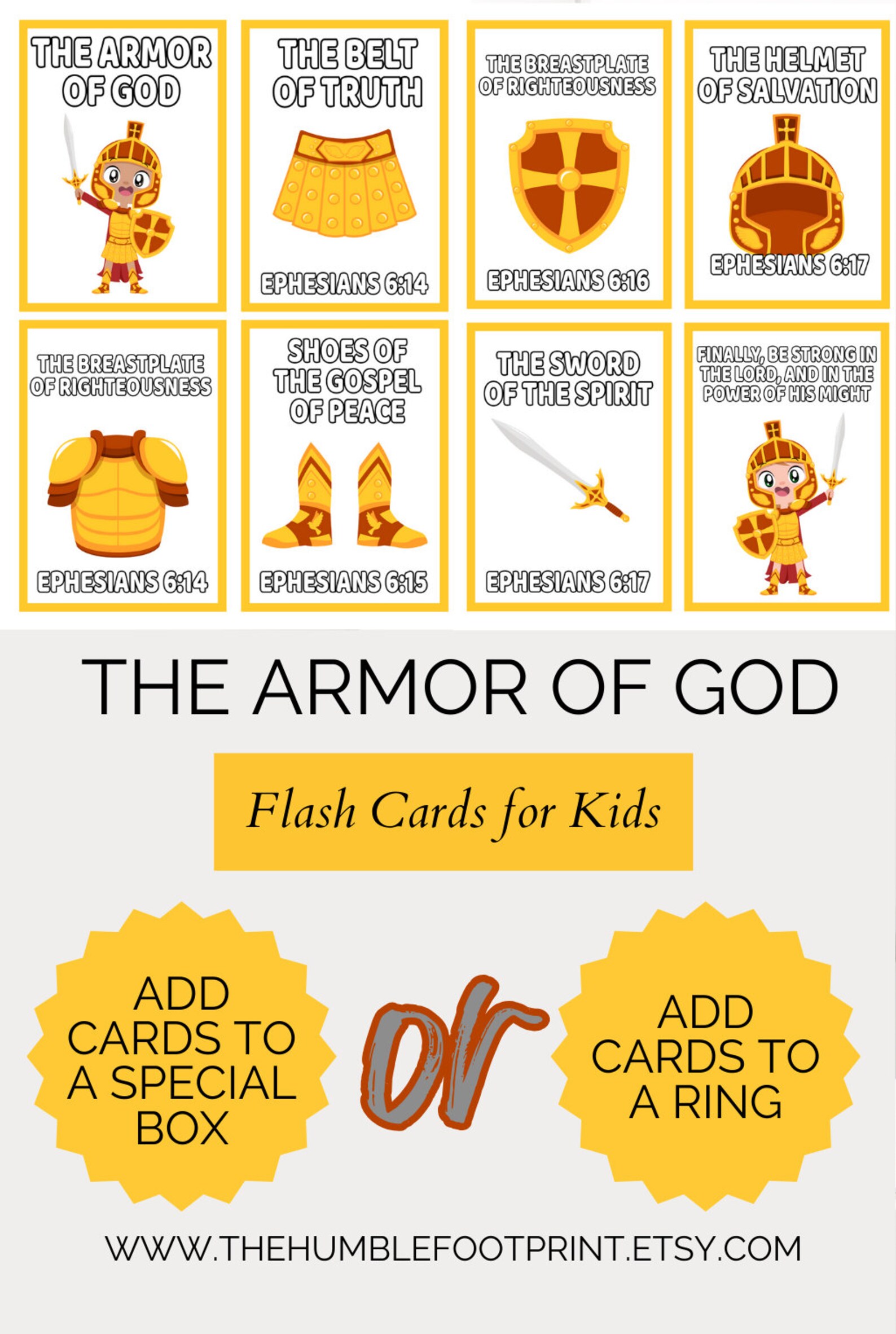 Armor of God Flash Cards for Kids Church Activity for Sunday School ...