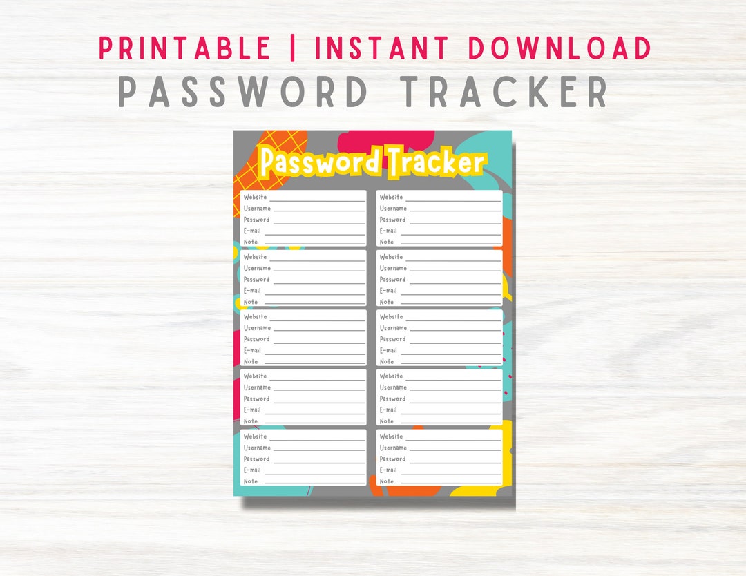 Password Tracker Printable Password Log for Tracking Passwords Keeper ...