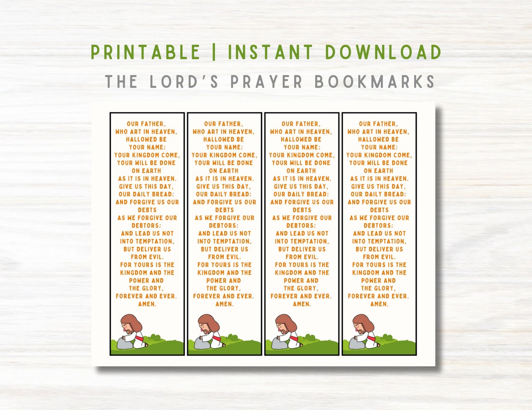 The Lord's Prayer Bookmarks for Kids Reading Bookmark for Bible for ...