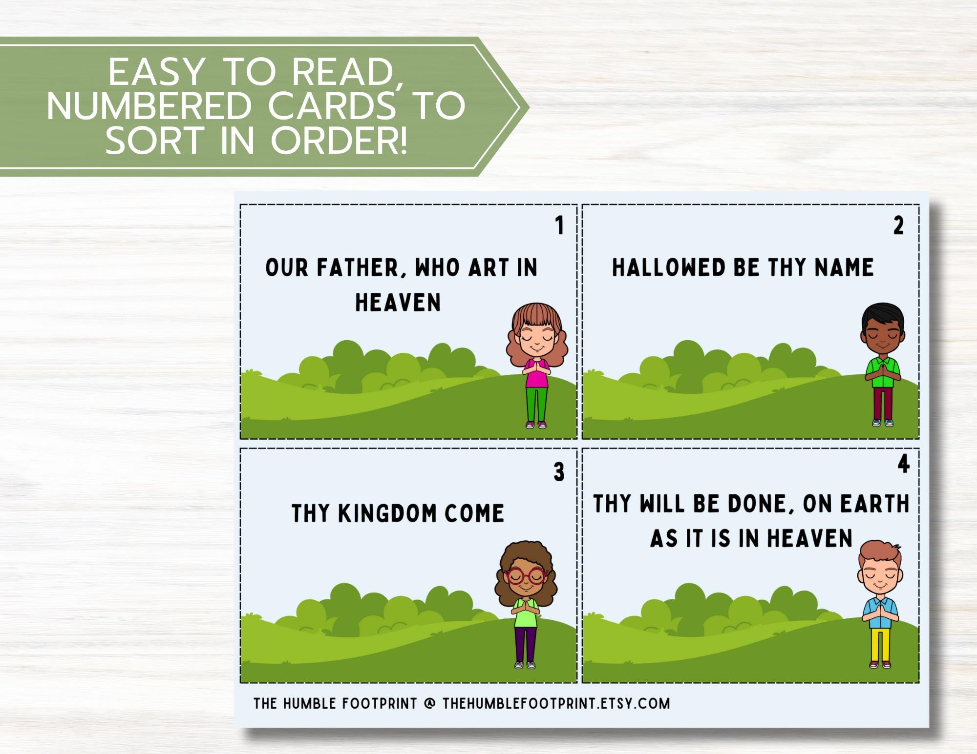 The Lords Prayer for Kids Prayer Cards for Praying the Lords Prayer for ...