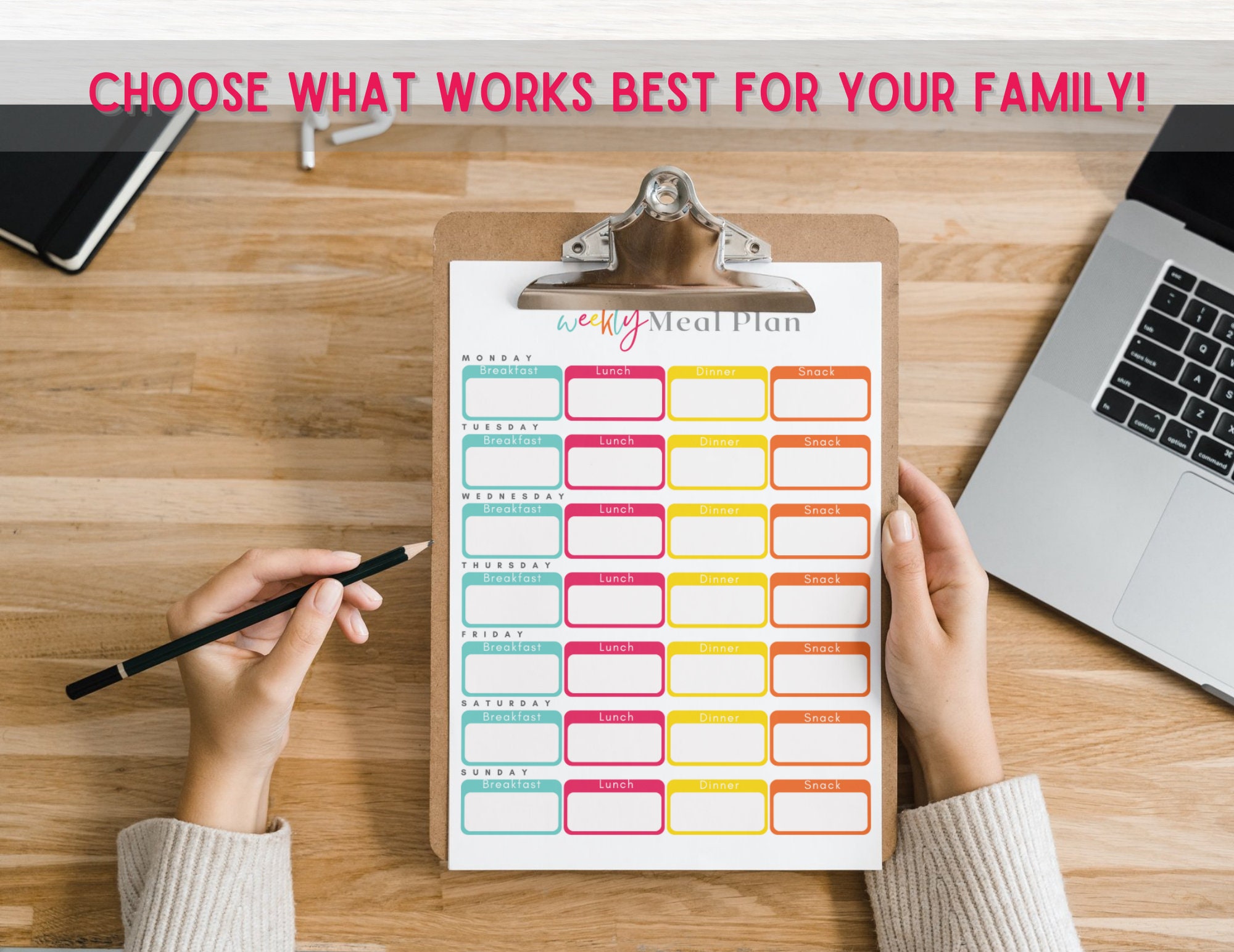 Editable Daily/weekly Meal Planner Printable Monday Start Weekly Menu ...