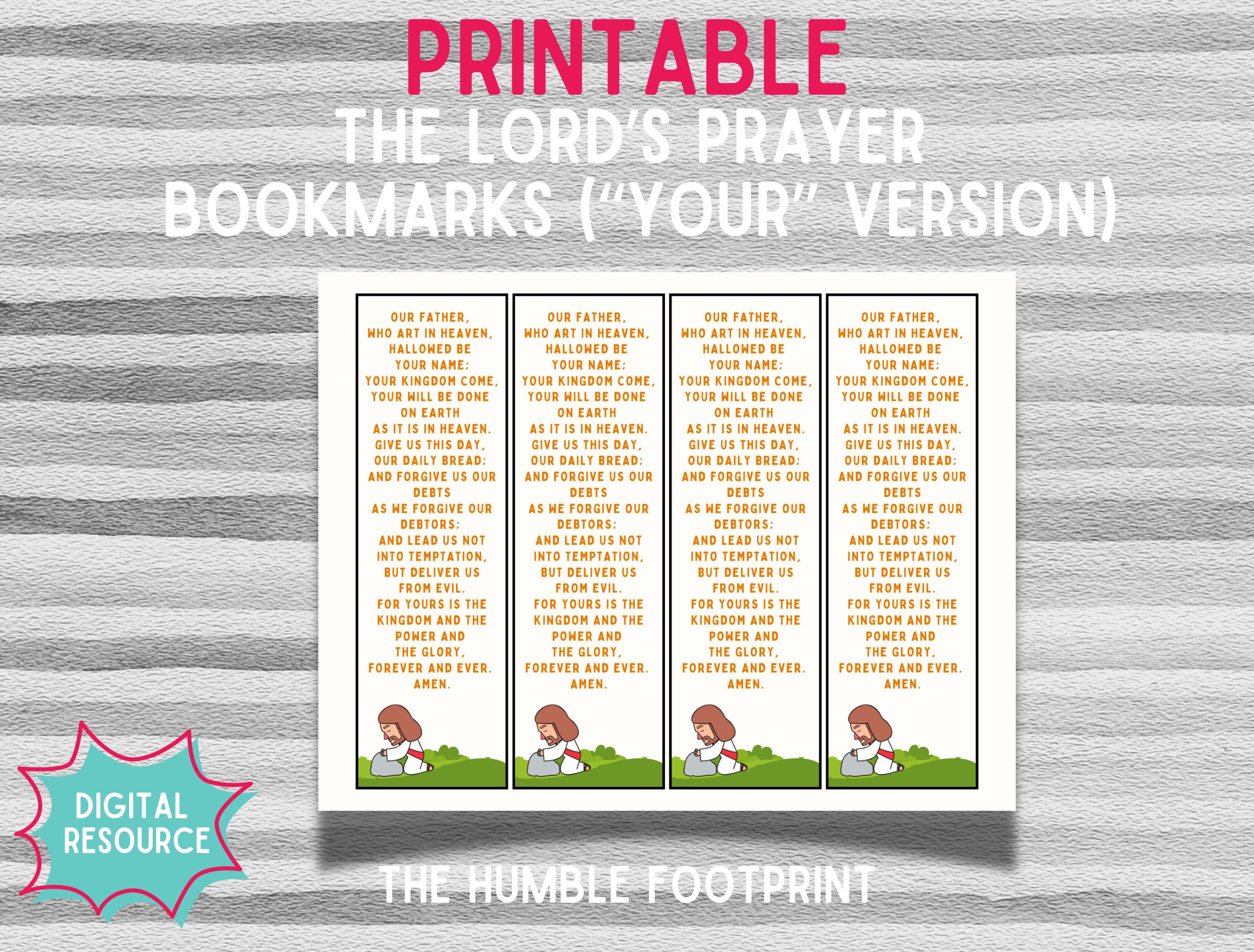 The Lord's Prayer Bookmarks Kids Memorize Pray Reading Bible Christian ...