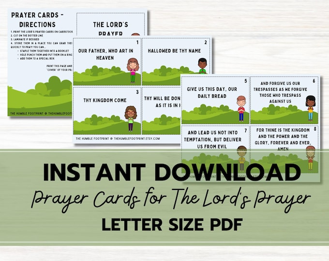 Prayer Cards for Kids|the Lords Prayer Printable|teach Kids to Pray ...