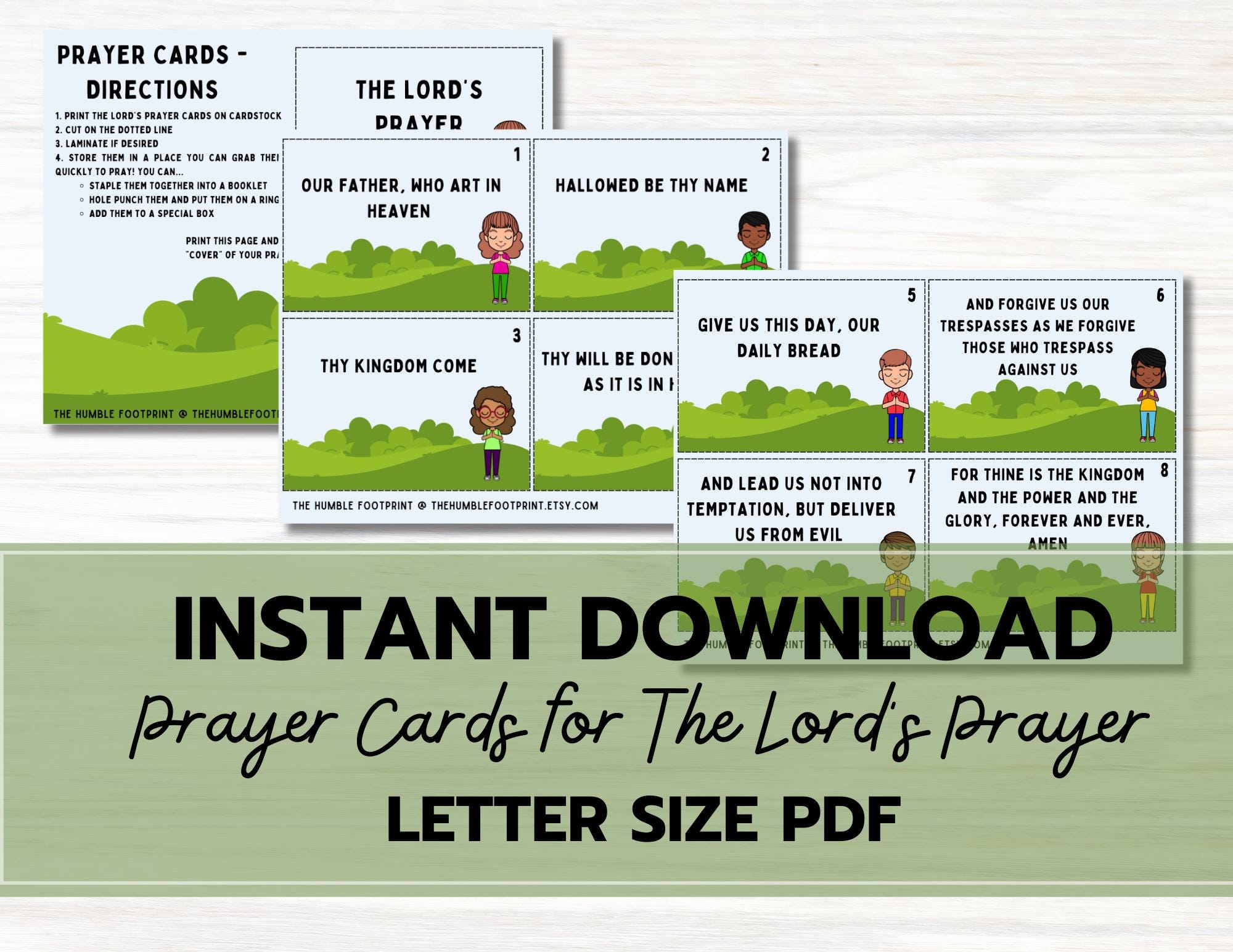 The Lords Prayer for Kids Prayer Cards for Praying the Lords Prayer for ...