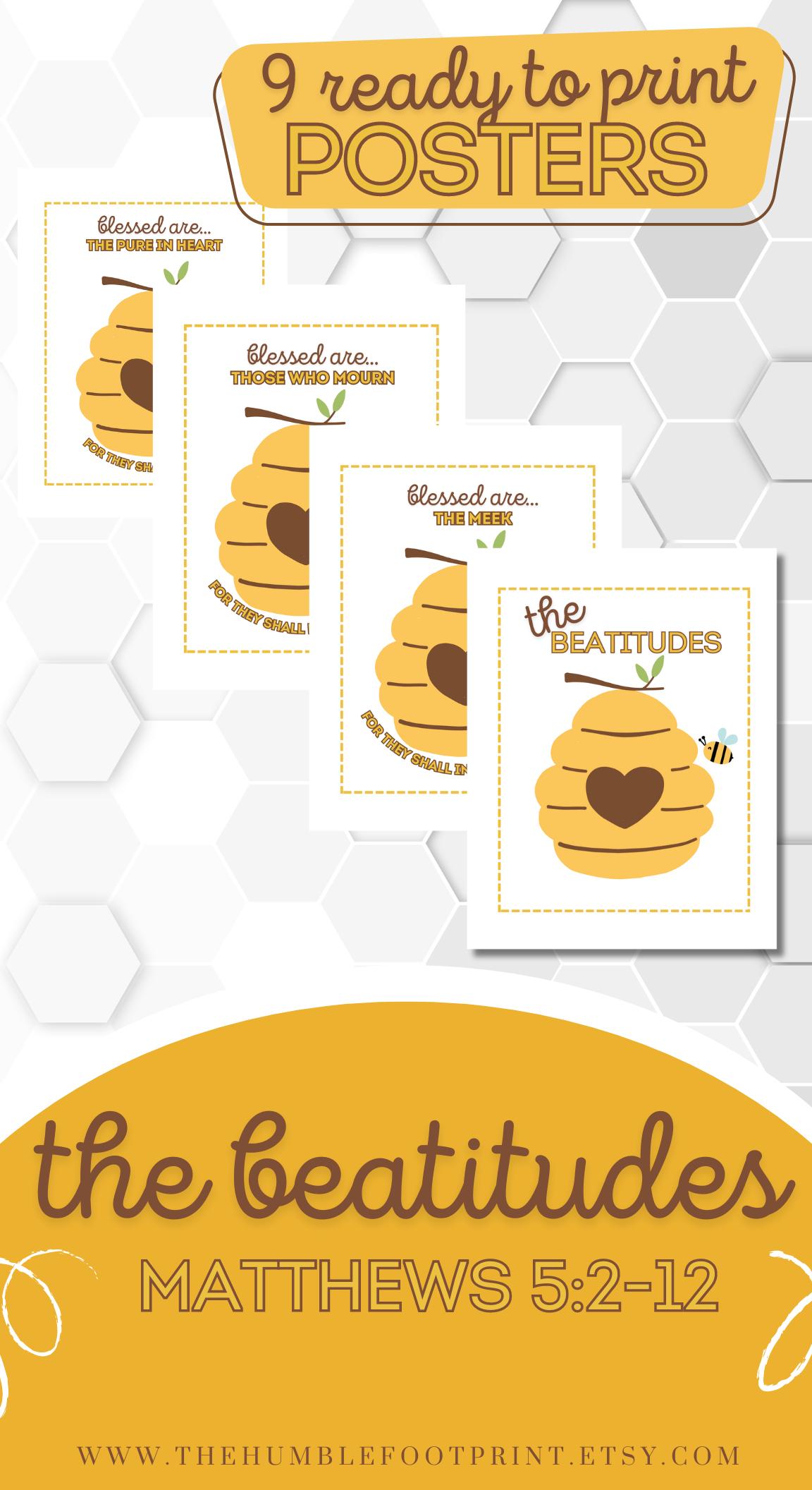 Beatitudes Posters for Sunday School Wall Art Decor for Church Children ...