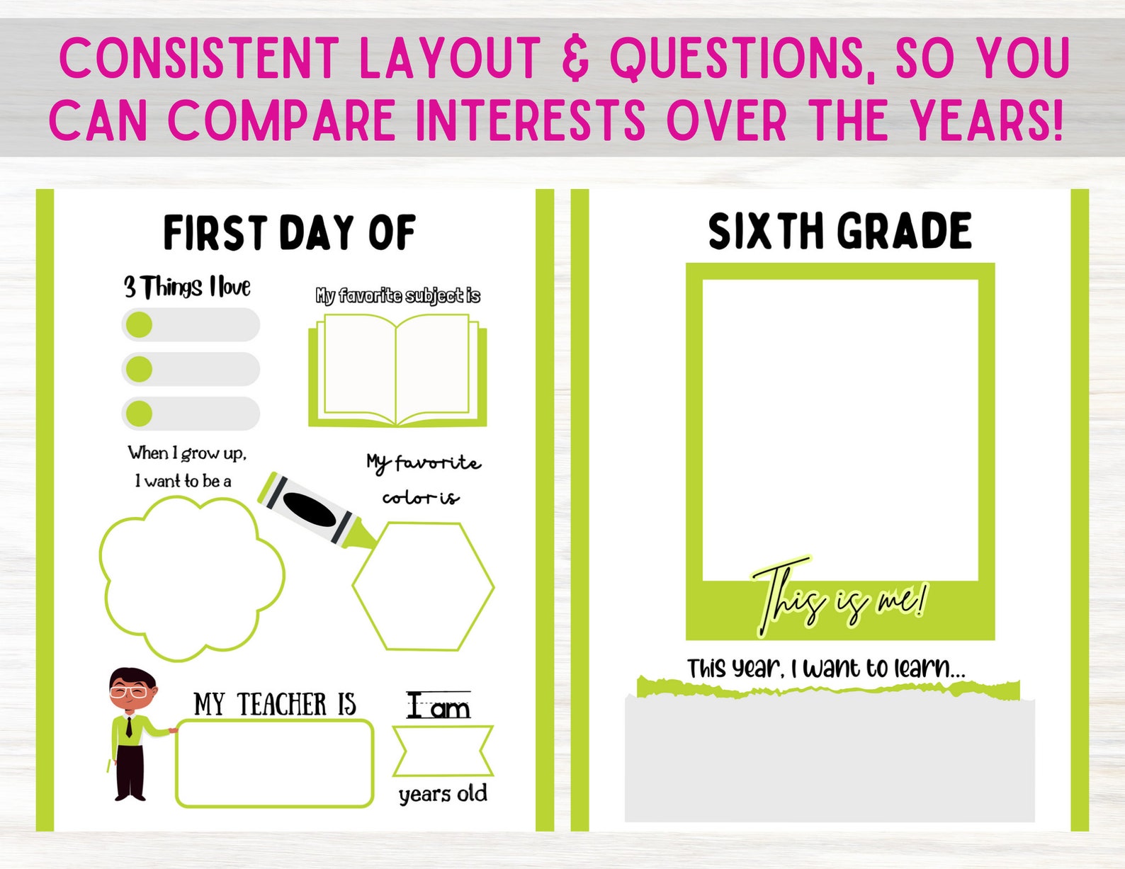 Back to School Activity for First Day of School Photo Book for School ...