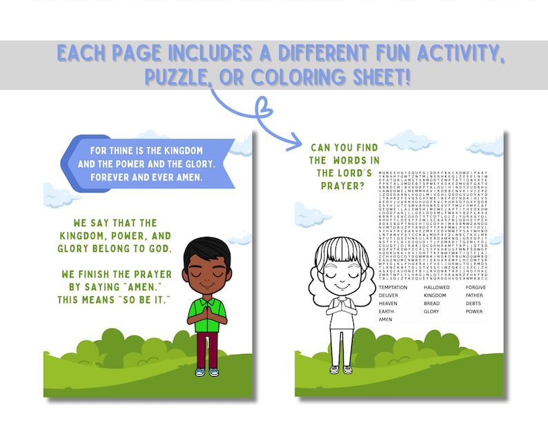 The Lords Prayer Coloring Bookmark for Kids Coloring Book for Learning ...