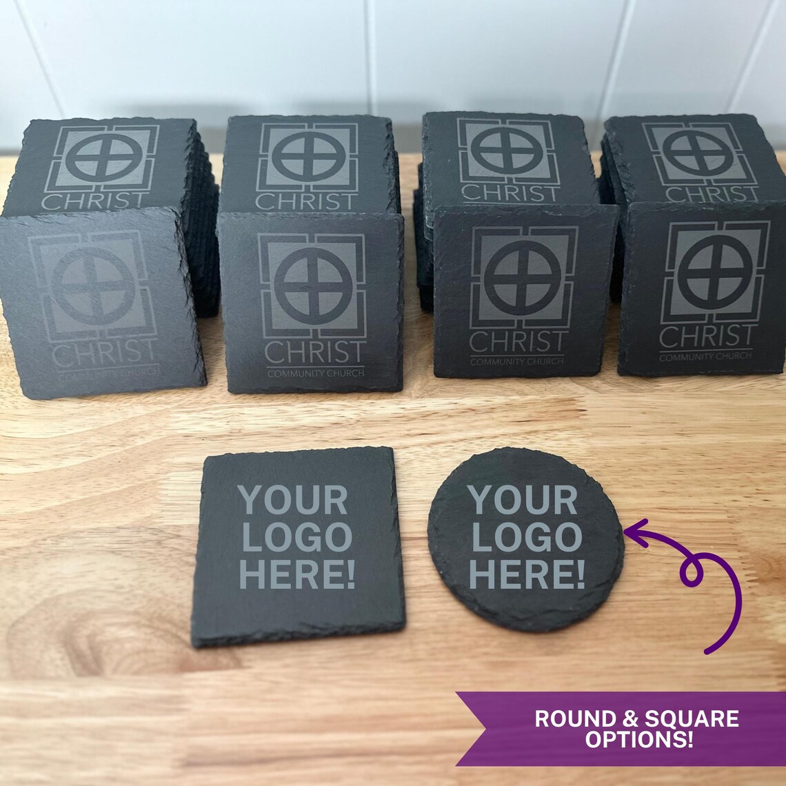 Custom Logo Gift Engraved Logo Coaster Corporate Logo Gift Coaster ...