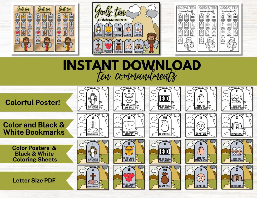 Ten Commandments for Kids Church Activity Ten Commandments for Sunday ...