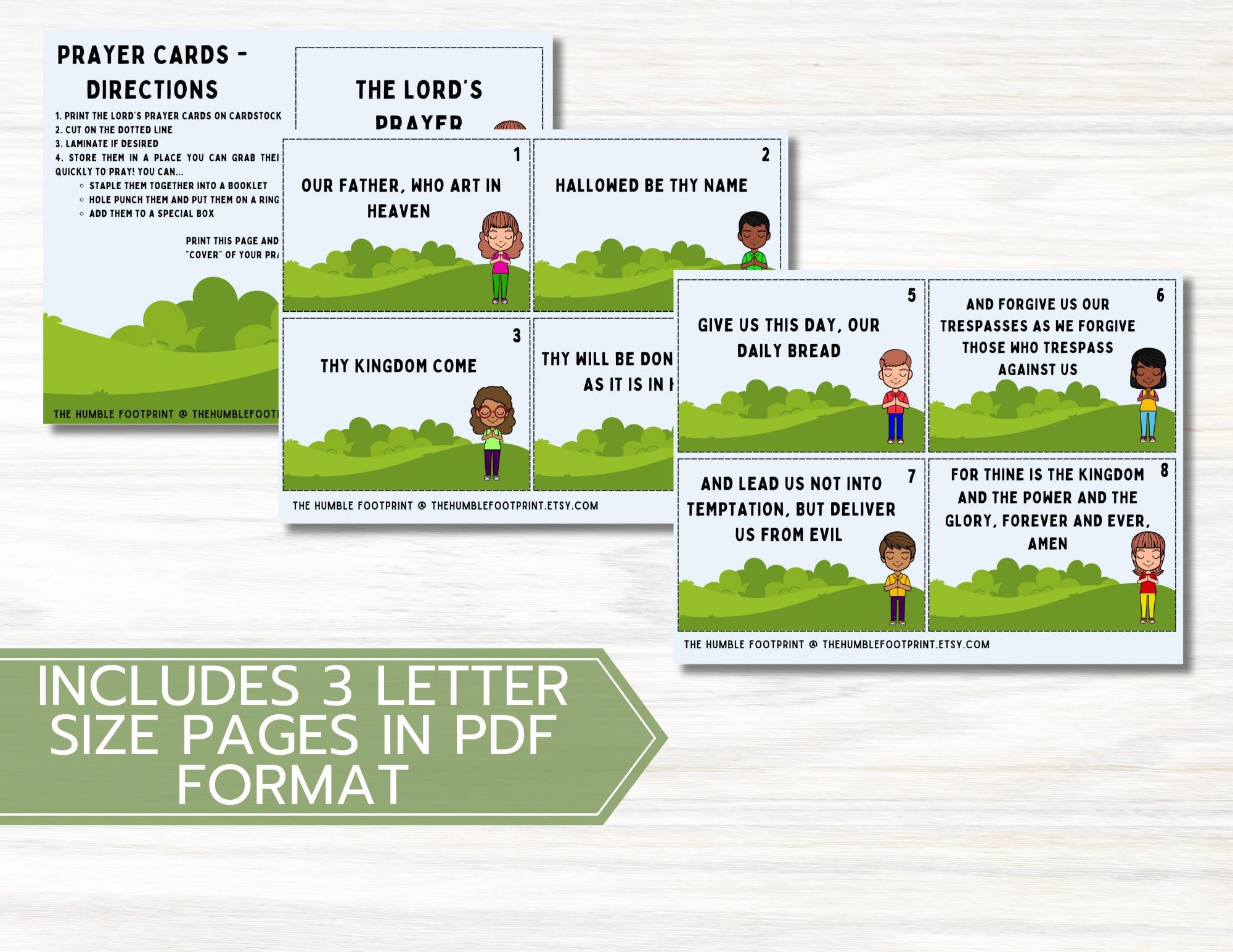 The Lords Prayer for Kids Prayer Cards for Praying the Lords Prayer for ...