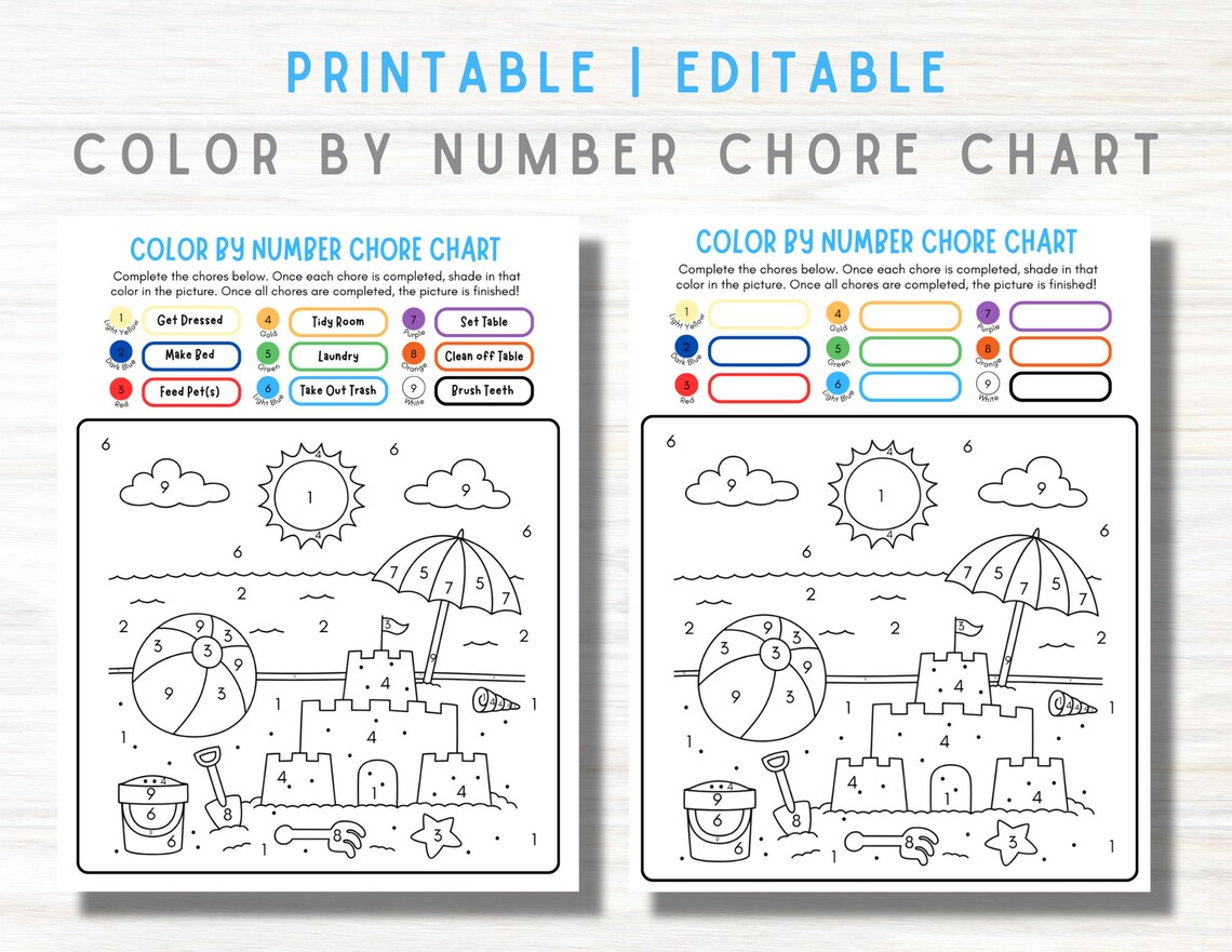 Editable Chore Chart for Kids Chore Chart for Family Cleaning Routine ...