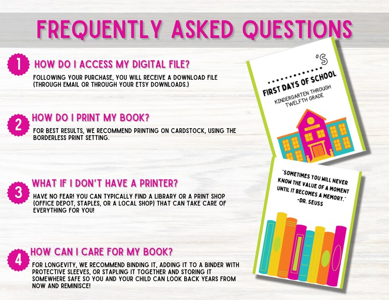 Back to School Activity for First Day of School Photo Book for School ...