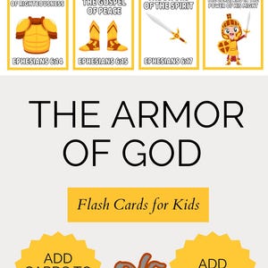 Armor of God Flash Cards for Kids Church Activity for Sunday School ...