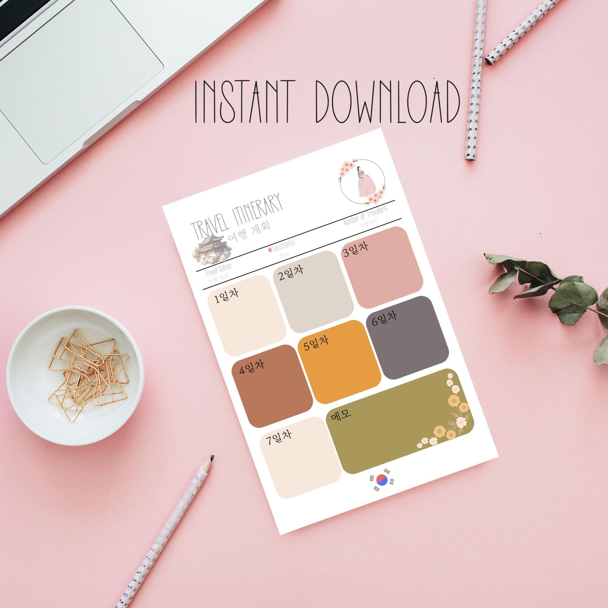 7 Day Korean Travel Itinerary, South Korea Trip Planner, Printable ...