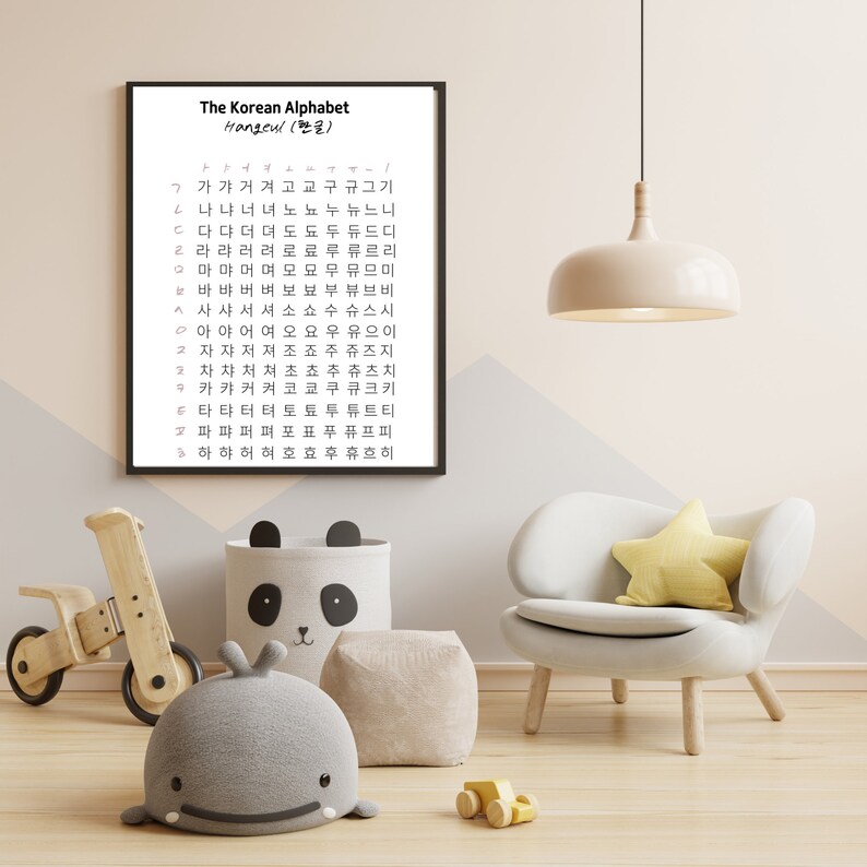 Printable Korean Alphabet Wall Art, Hangeul Poster, Korean Language ...