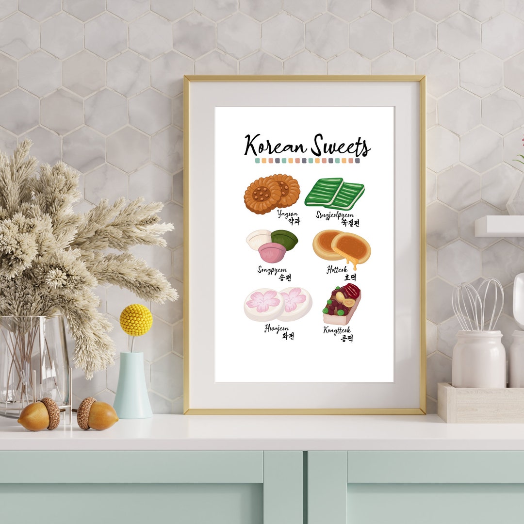 Korean Sweets Food Art | Dessert Poster | Asian Sweets Printable ...