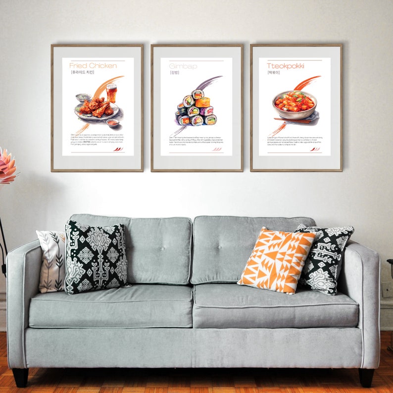Printable Food Wall Art | Korean Food Set | Trio Prints Gift | Street ...