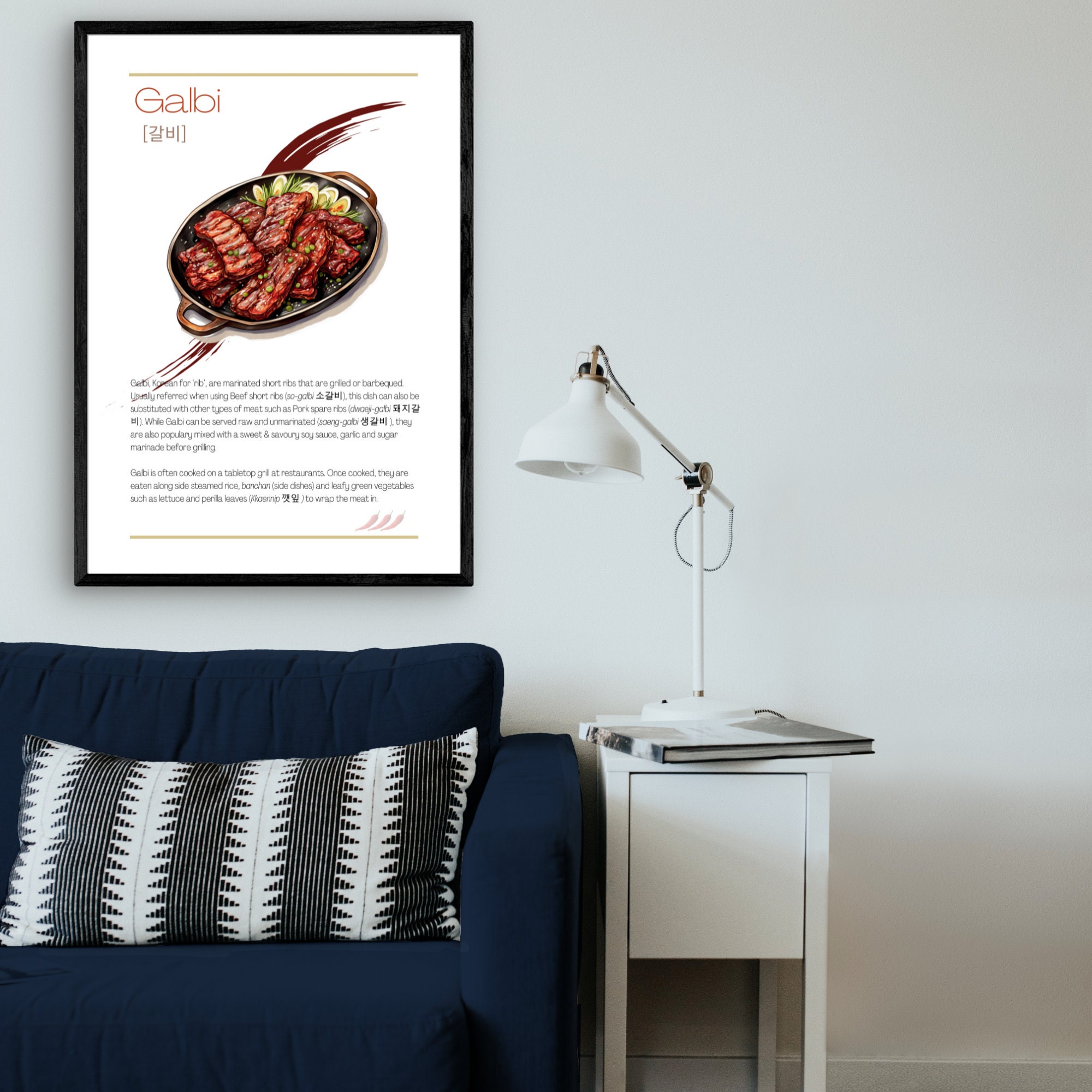Korean Food Art Galbi Printable Korean BBQ Wall Art Asian Food Print ...
