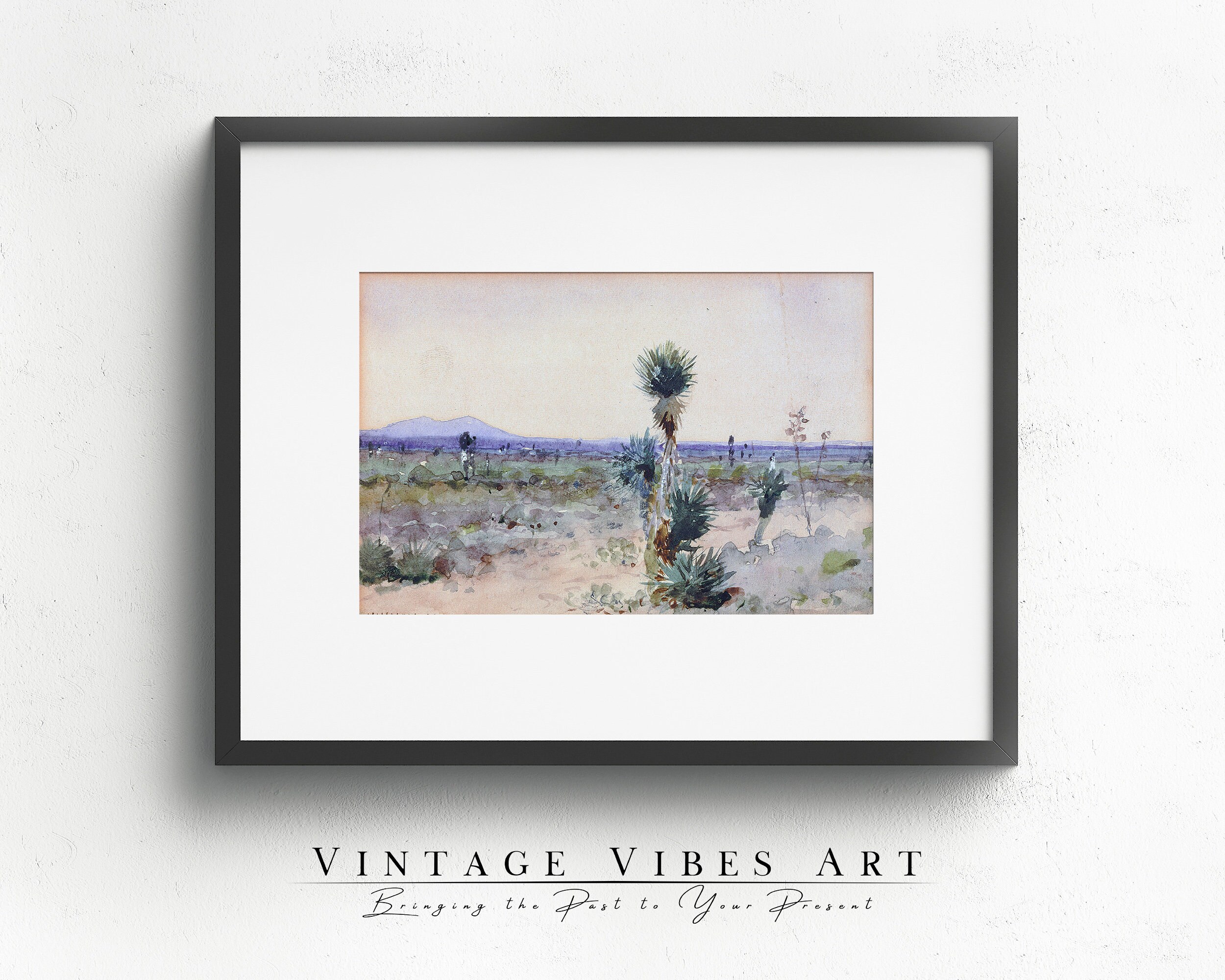 Printable Yucca Plant Watercolor Painting, Mexican Desert Landscape Art ...