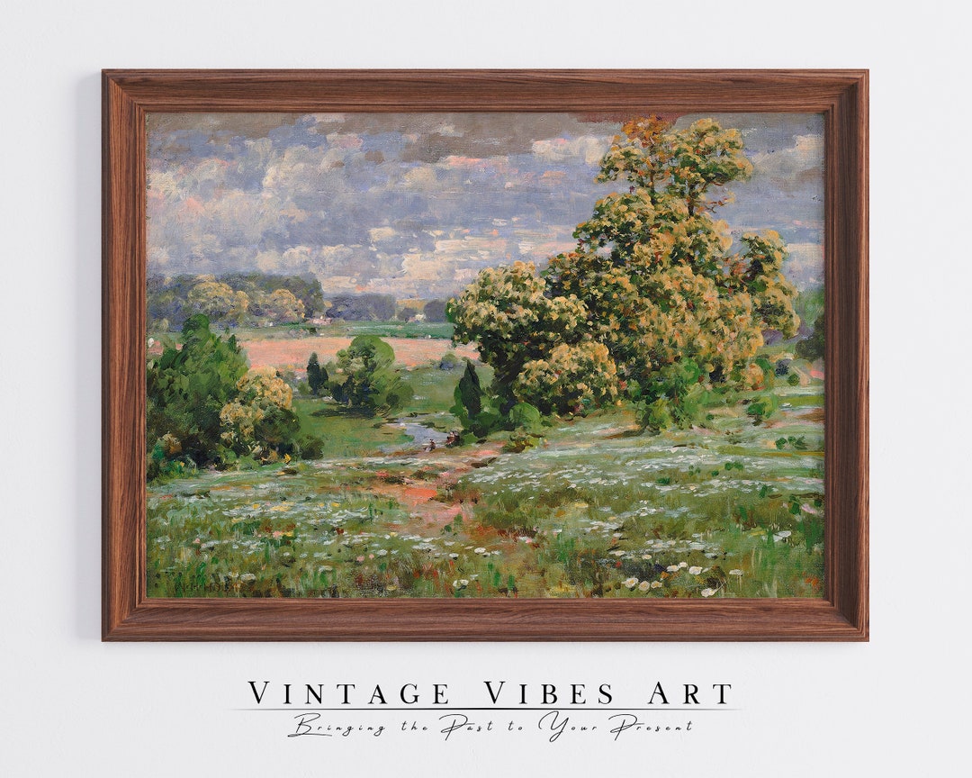 Printable Green Landscape With Chestnut Trees in Bloom - Etsy