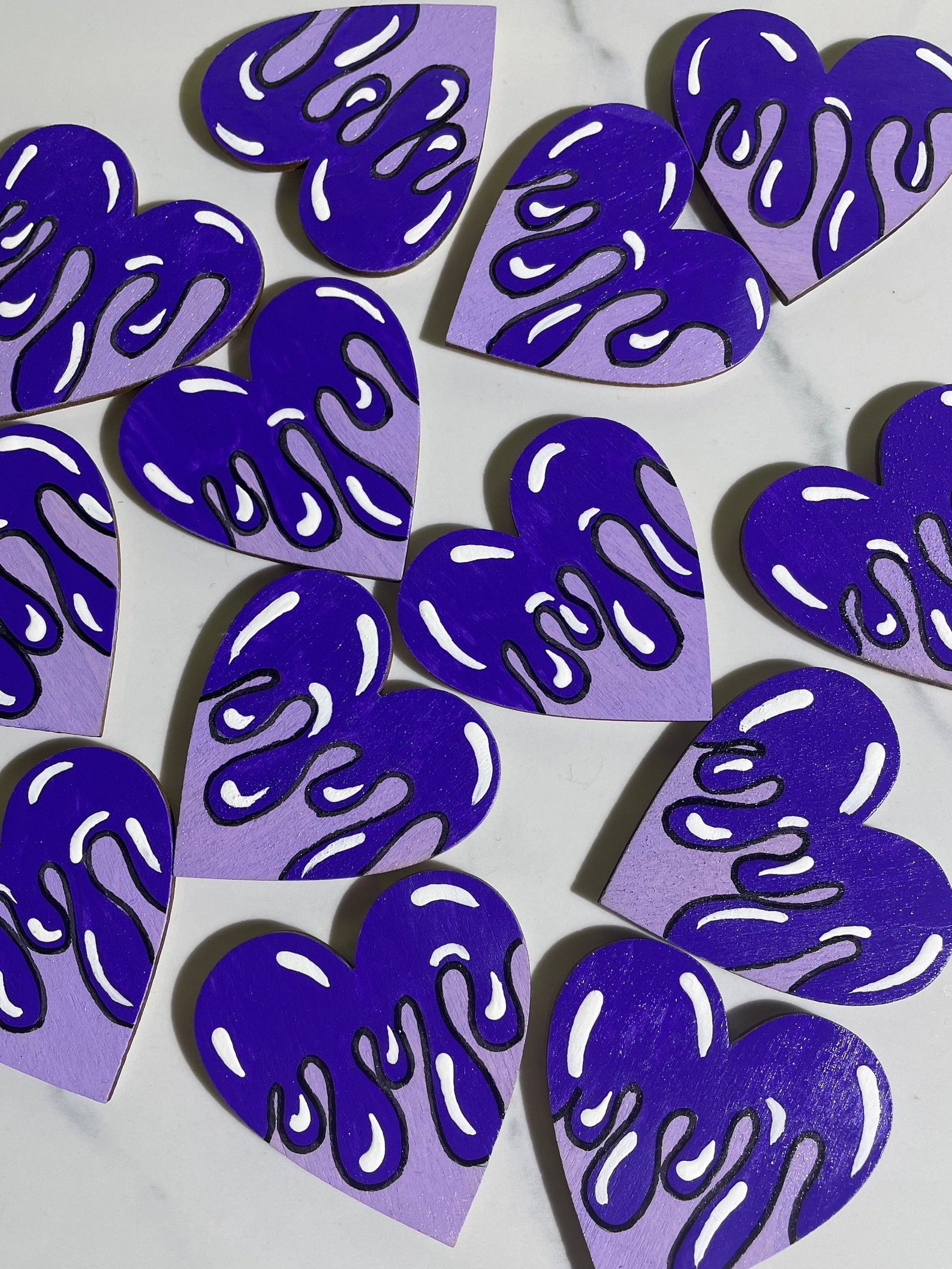 Set of 2-hand Painted Wooden Hearts With Magnetic Backs - Etsy
