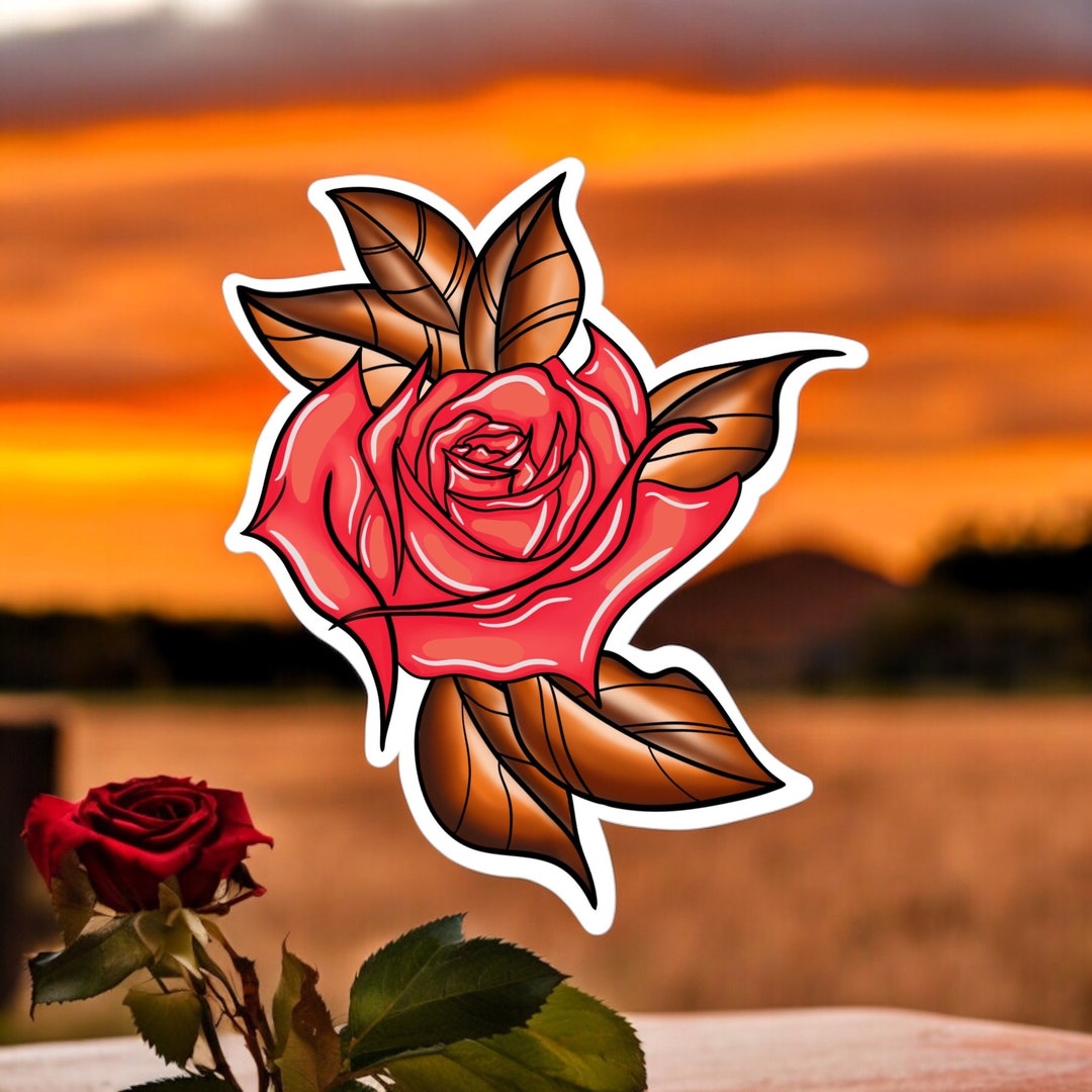 Autumn Blaze Rose Vinyl Sticker - Etsy