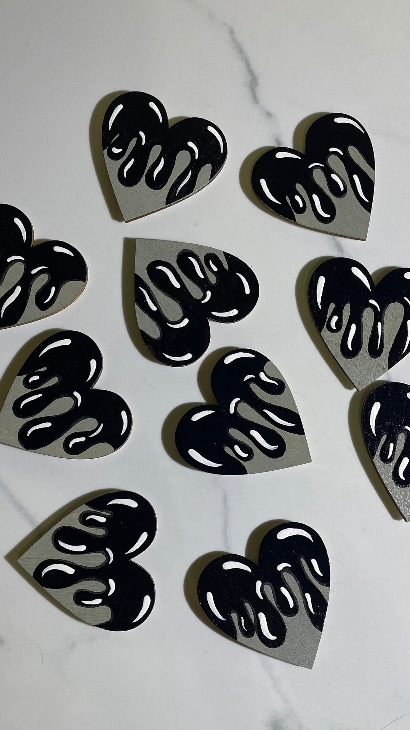 Set of 2-hand Painted Wooden Hearts With Magnetic Backs - Etsy