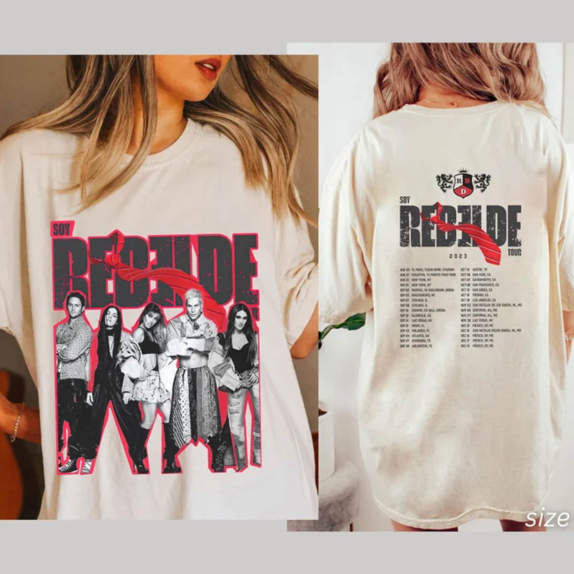 RBD Touring 2 sides Shirt,Rebelde Fans Gift, Rebelde Red, Rbd White ...