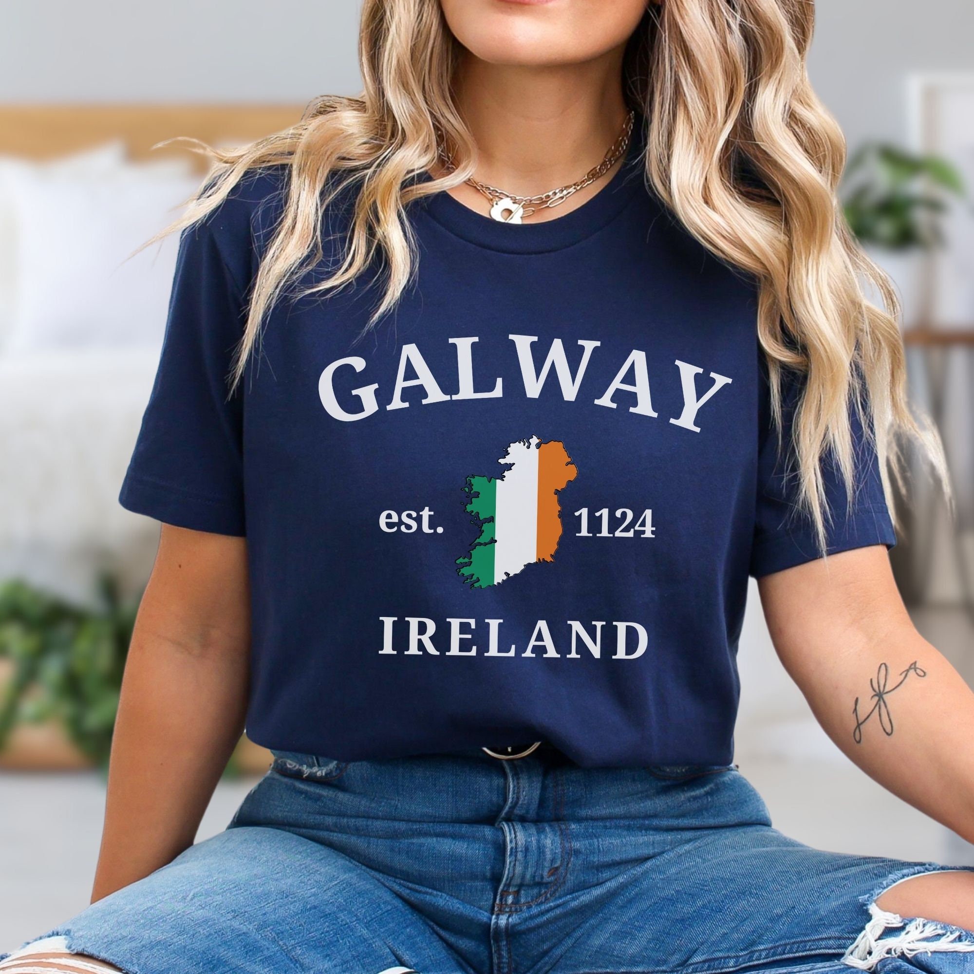 Galway Ireland Shirt W Map Est 1124, Unisex Irish Pride Flag T-shirt St ...