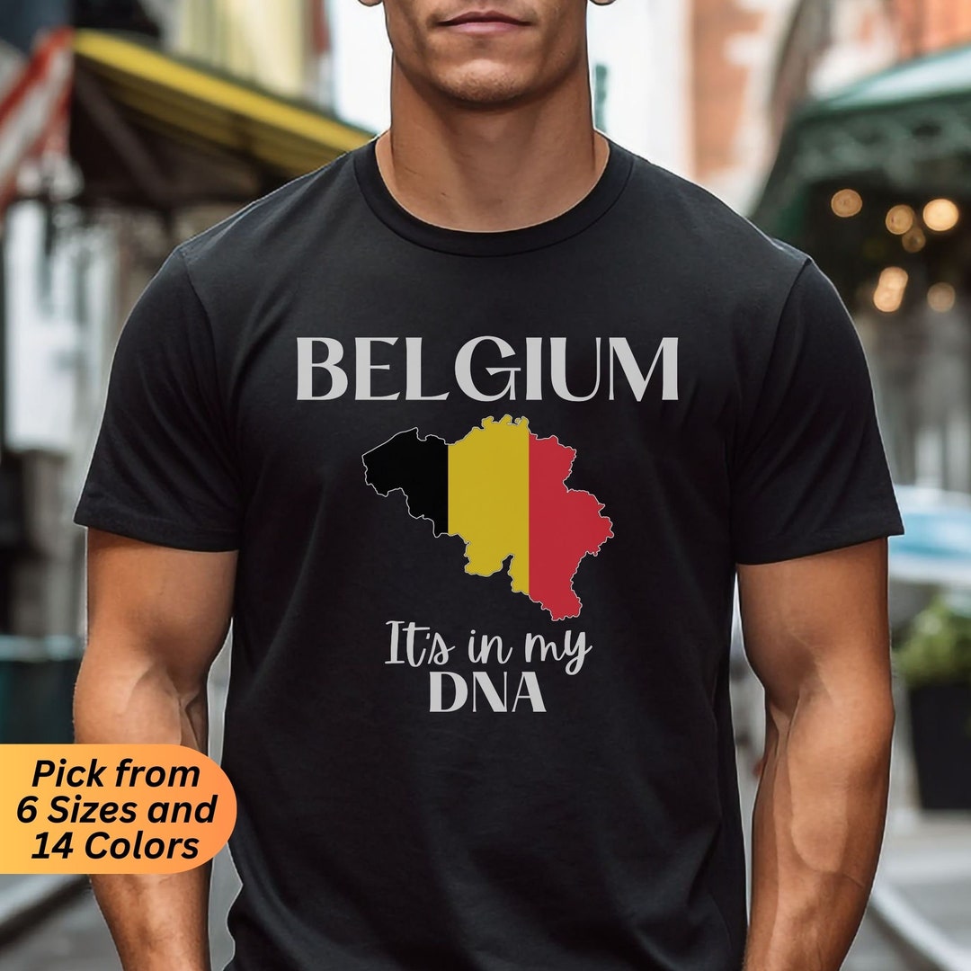 Belgium Flag Shirt, Belgian Heritage DNA T-shirt With Map Graphic Tee ...