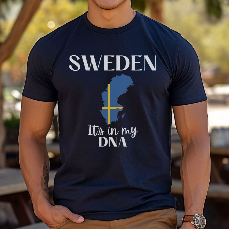 Sweden Flag Shirt, Swedish Heritage Unisex DNA T-shirt With Map Design ...