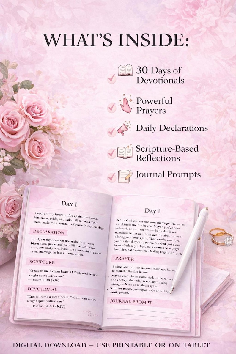 Christian Marriage Devotional PDF, 30 Day Prayer Journal for Wives ...
