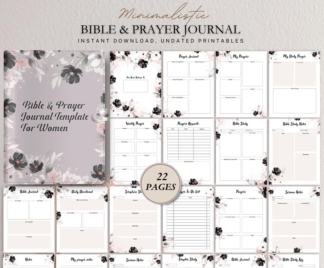 Bible & Prayer Journal Template for Women | Faith Planner | Scripture ...