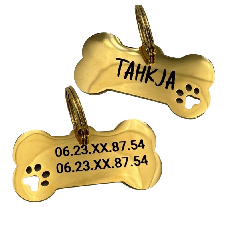 Personalized Bone Pet ID Tag – Stainless Steel – 40×20 Mm – Front ...