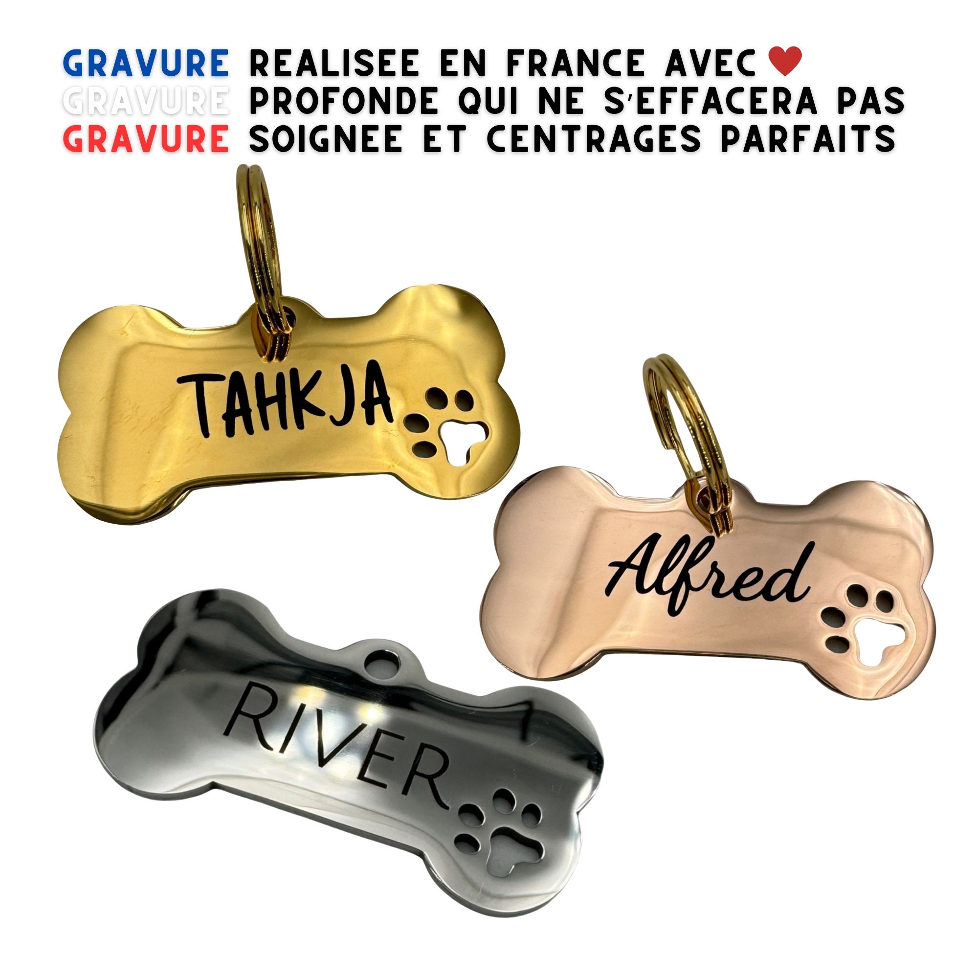 Personalized Bone Pet ID Tag – Stainless Steel – 40×20 Mm – Front ...