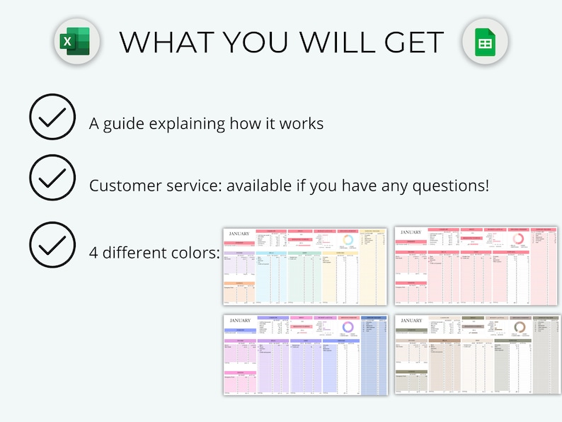 Minimalist Budget Planner Excel Google Sheets Spreadsheet Neutral Beige ...