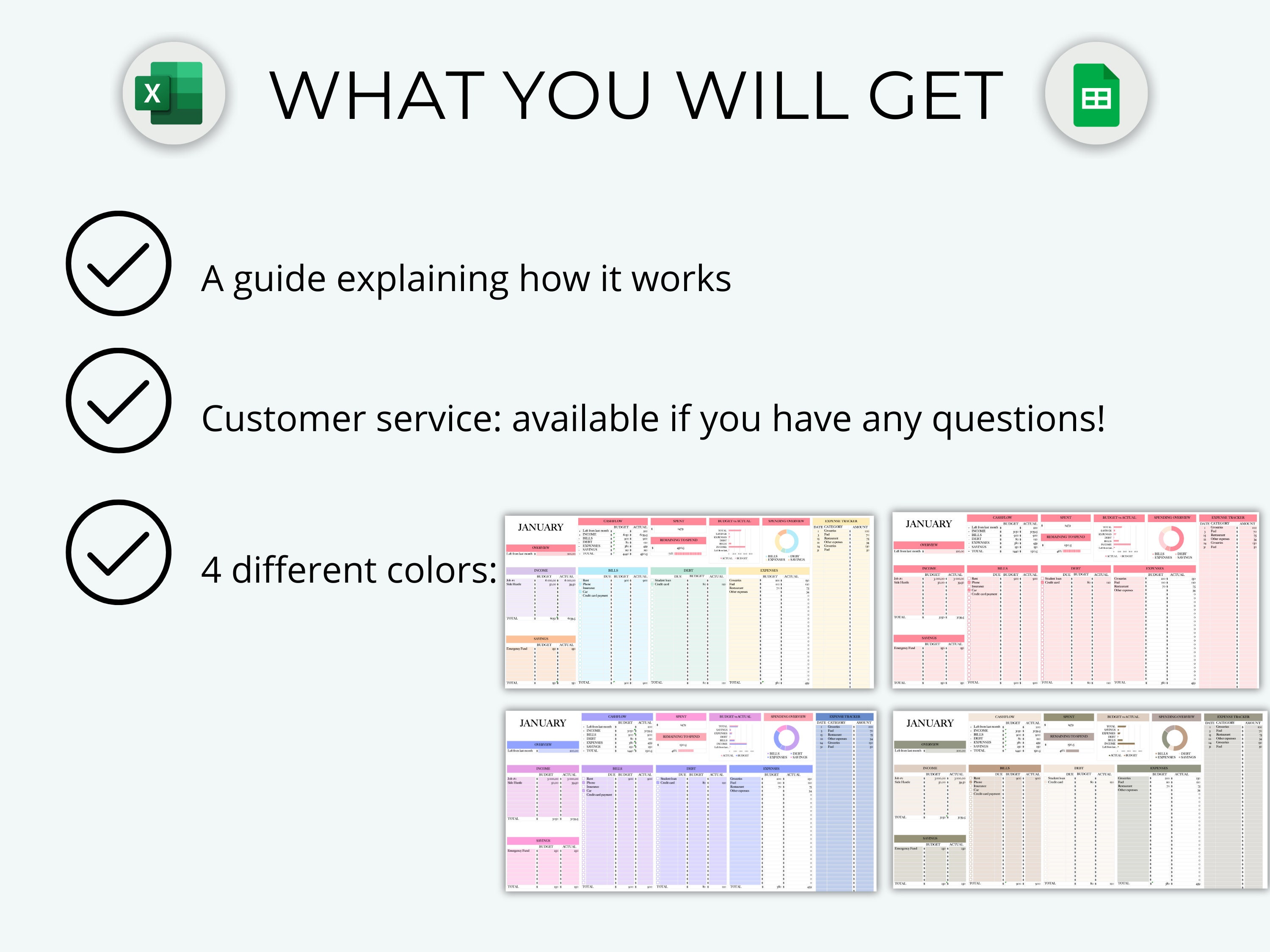 Minimalist Budget Planner Excel Google Sheets Spreadsheet Neutral Beige ...