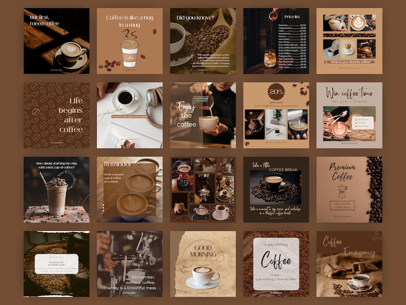 62 Coffee Shop Instagram Post Templates, Editable Canva Templates ...