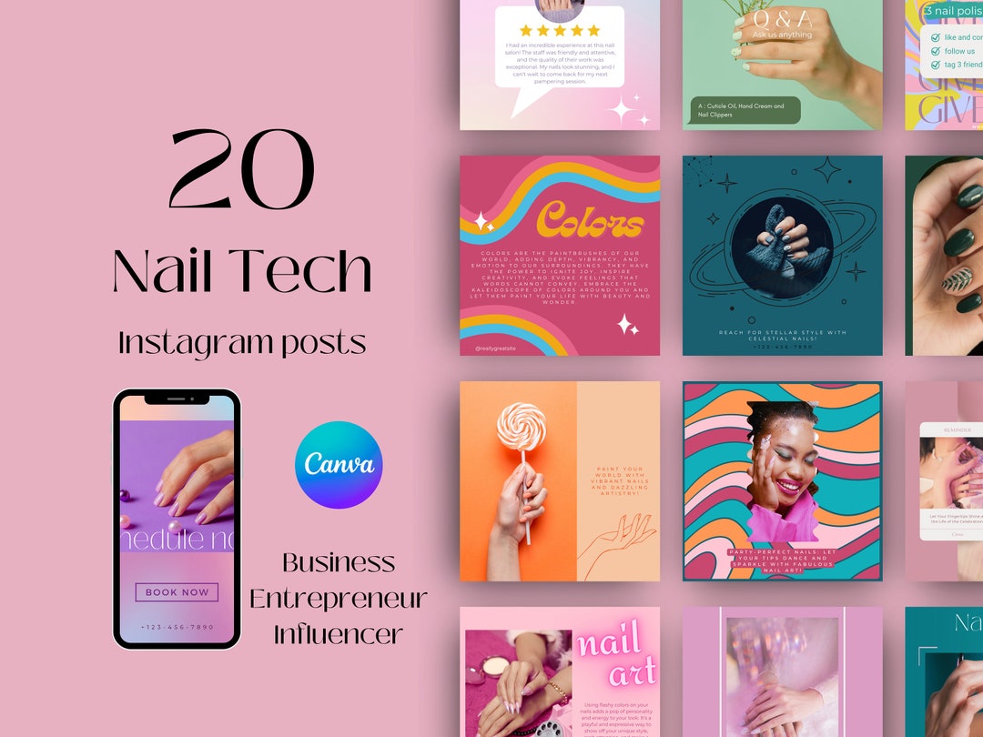 20 Nail Tech Instagram Post Templates, Nail Salon Social Media ...