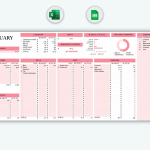 Minimalist Budget Planner Excel Google Sheets Spreadsheet Neutral Beige ...