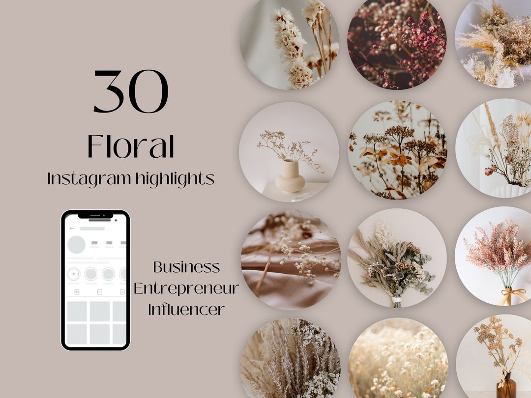30 Floral Instagram Story Highlight Covers, Pale Pink Beige Instagram ...