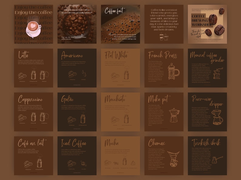 Coffee Shop Bundle, Instagram Pinterest Facebook Posts, Highlight Cover ...