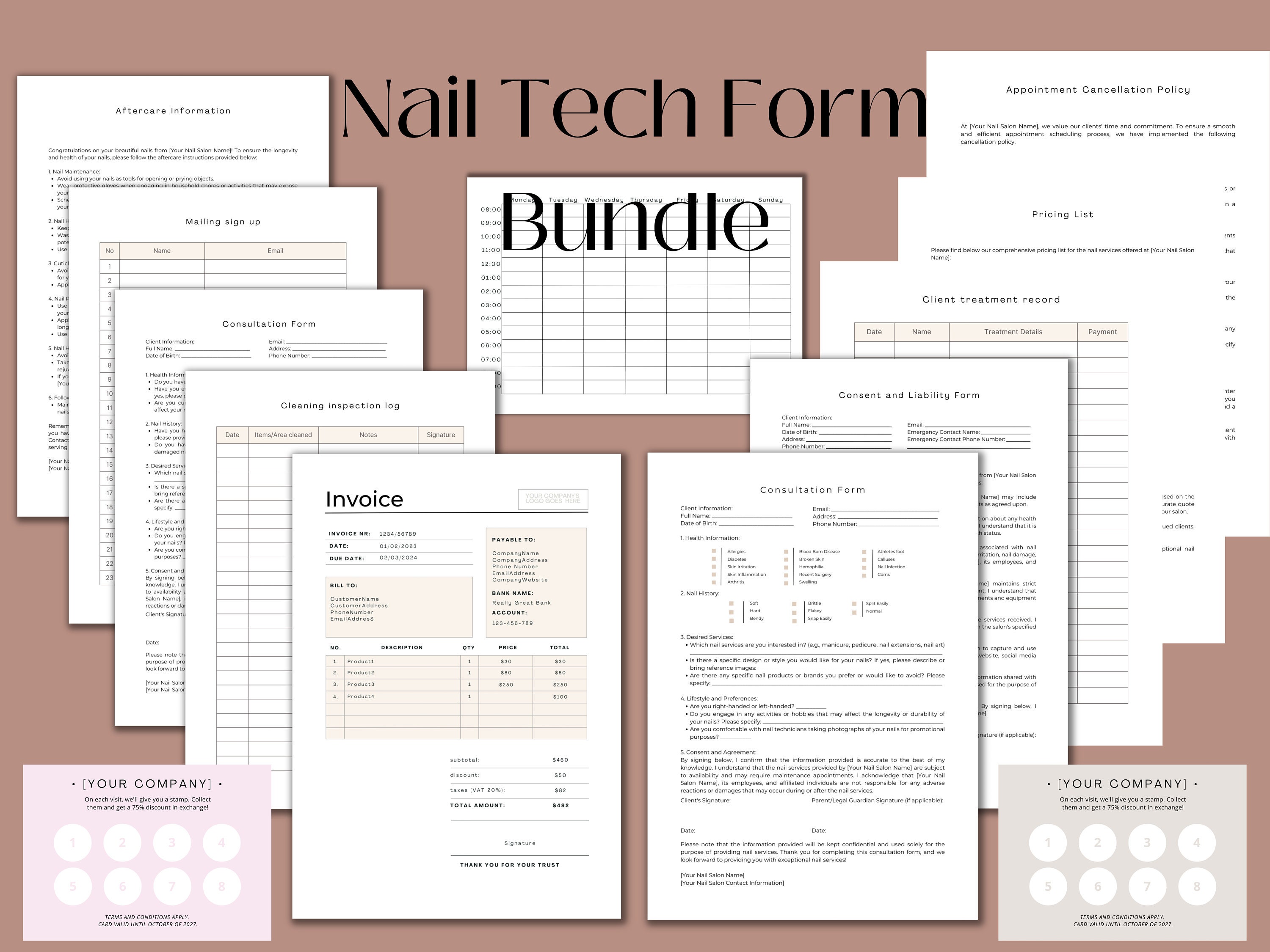 Nail Technician Nail Salon Bundle, Editable Beige Instagram Posts ...